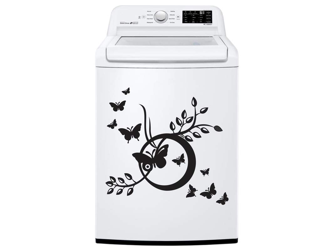 Buy DivineDesigns Black Butterflies Washing Machine Sticker (Size :- 22 ...