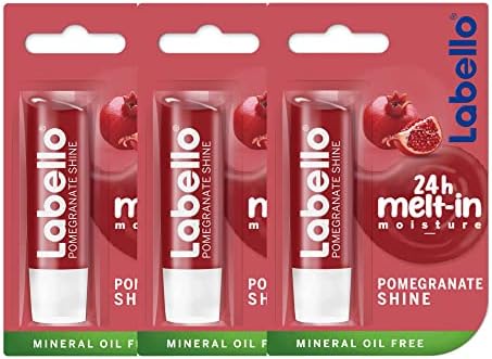 Labello Lip Balm, Moisturising Lip Care, Pomegranate Shine, 3x4.8g ...