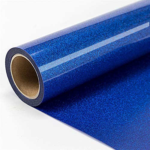JANDJPACKAGING Royal Blue Glitter HTV Vinyl - 10" x 10FT Blue Glitter ...