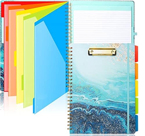 Sooez Spiral Clipboard Folio with Refillable Notepad, Cute Clipboard ...
