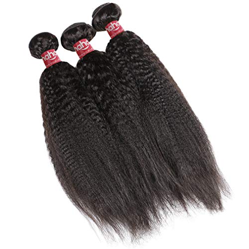 Haha Yaki Straight Hair 3 Bundles Brazilian Kinky Straight Human Hair ...