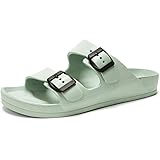 Amazon.com | FUNKYMONKEY Women's Comfort Slides Double Buckle ...