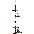 PawHut 102" Cat Tree 5-Tier Floor-to-Ceiling Cat Tower Kitty Activity ...