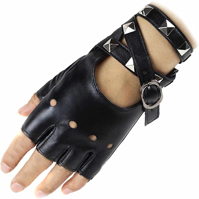 Amazon.com: JSNYHDL PU Leather Gloves Punk Rock Fingerless GlovesPunk ...
