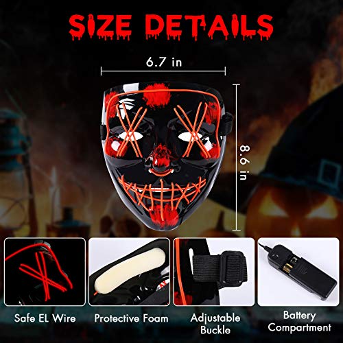 LED Halloween Mask Light Up Creepy Full Face Mask for Costume Festival ...