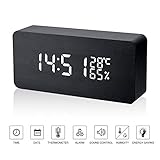 Wooden LED Alarm Clock - The Green Head