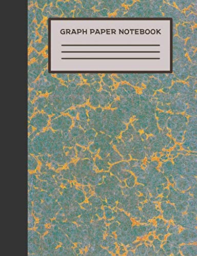 Graph Paper Notebook: Graph Blue and Gold Marble Pattern Cracks 7.44" x ...