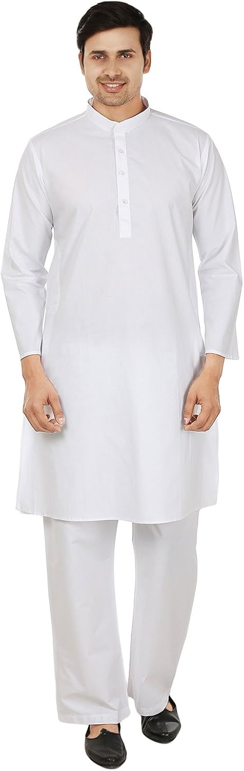 Mens Indian Clothing White Cotton Kurta Pajama Ethnic India Wear ...