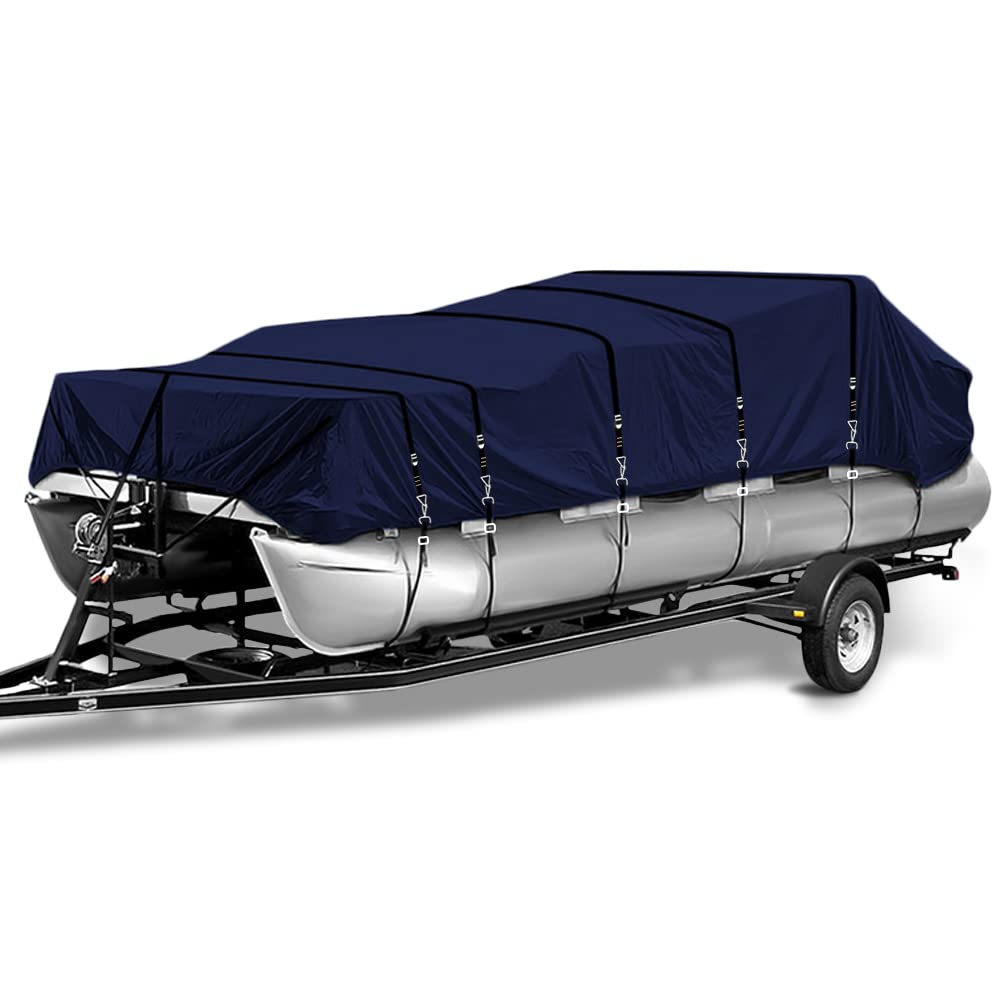 Seapisode 1200D Marine Grade Fade and Tear Resistant Trailerable Pontoon Boat Cover, Heavy-Duty ...