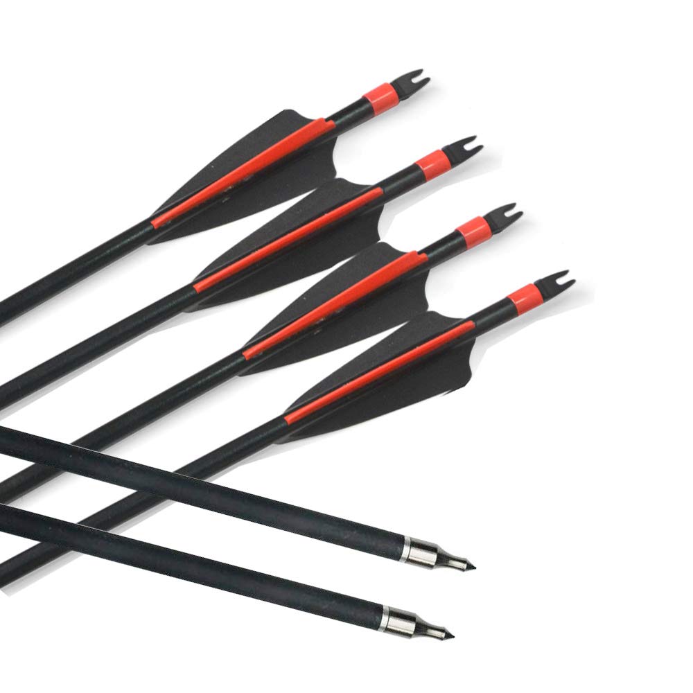 Tiro con l'arco ZSHJG 12pcs 30 Pollici Frecce in Fibra di Vetro Spine ...