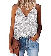 miduo Womens Tank Tops Casual Fashion V Neck Strappy Sequin Sparkle ...