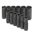 SK Tools USA 3/8" Drive, 12 Piece, 6 Point, Deep Metric Impact Socket Set, 8MM to 19MM | 4082 ...