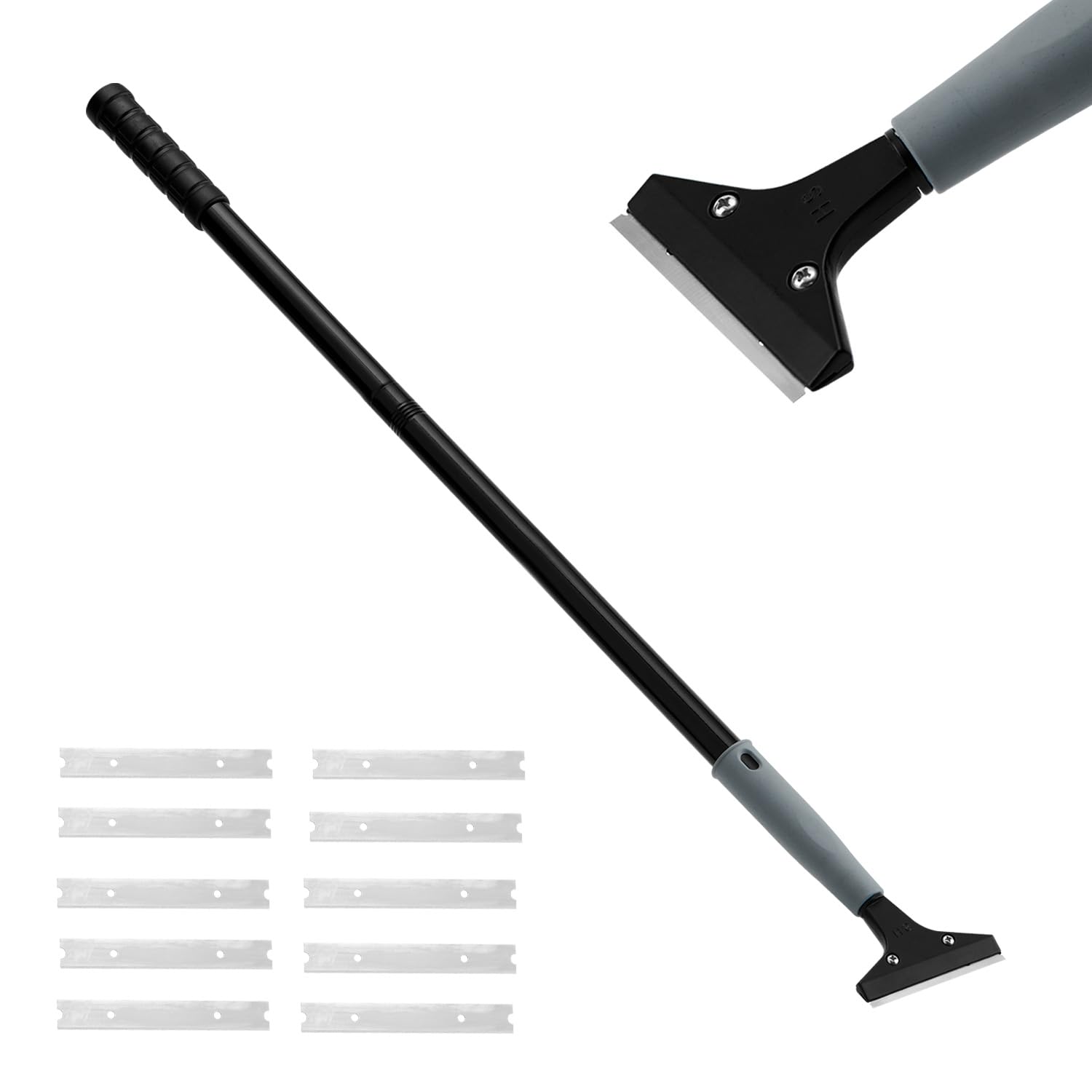Heavy Duty 4-inch Razor Blade Floor Scraper, with 10 Blades 45 inch ...