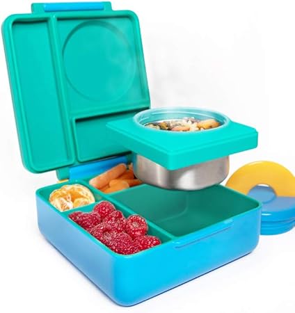 OmieBox Bento Lunch Box with Insulated Thermos for Kids, Meadow: Amazon ...