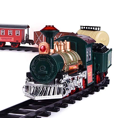FUN LITTLE TOYS Train Set Classic Electric Train Toy Included 6 Cars ...