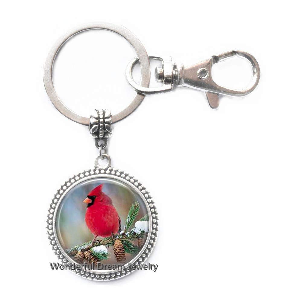 Amazon.com: Cardinal Bird Key Ring Glass Key Ring Keychain Cardinal ...