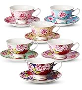 Amazon.com: BTaT- Tea Cups, Tea Cups and Saucers Set of 6, Tea Set ...