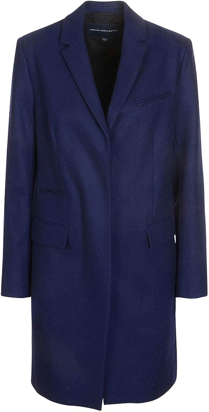 French Connection Women's Platform Felt Smart Coat, Blue (Utility Blue ...