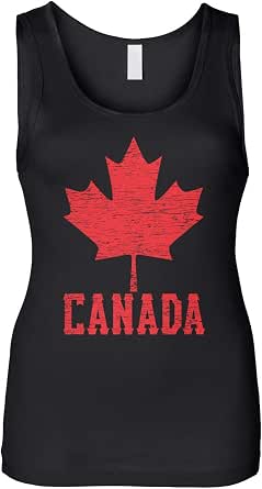 Amazon.com: Women's Canadian Flag Canada Maple Leaf Juniors Tank Top ...