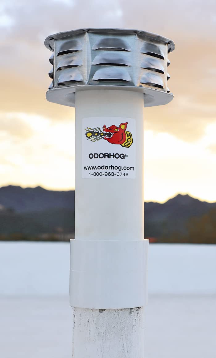 OdorHog Metal Cap Slip On Vent Stack Pipe Filter 4" PVC, Removes ...