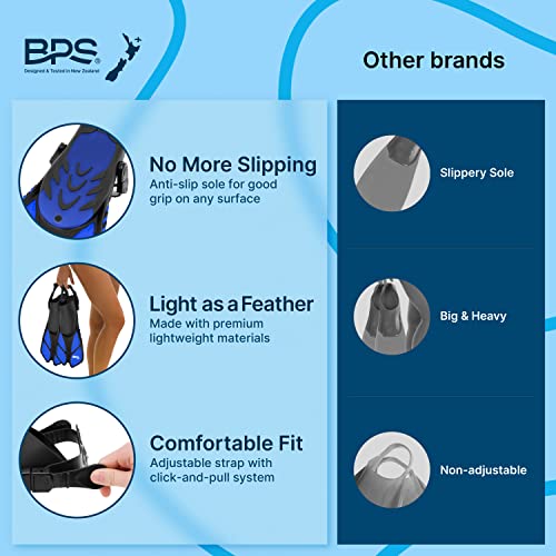BPS Short Swim Fins - Open-Toe and Open-Heel Design - for Diving ...