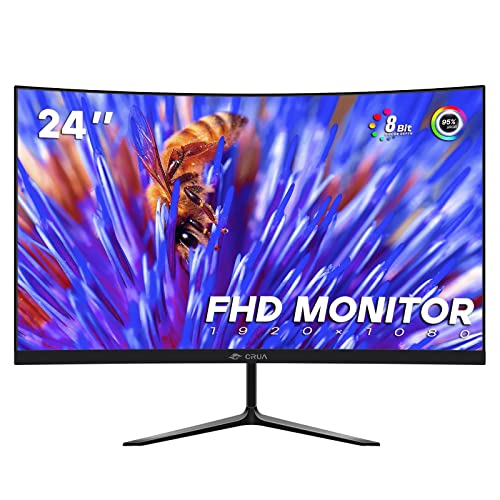 CRUA 24" Inch Curved Monitor FHD(1920×1080p) 75HZ,LED Ultra-Thin ...