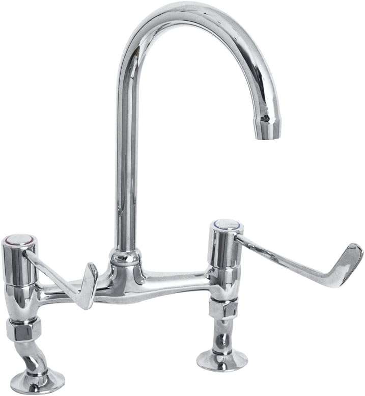 Deva DLV305B 6-inch Lever Action Bridge Sink Mixer Tap with Lever ...