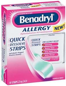 Amazon.com: Benadryl Allergy Quick Dissolve Strips, Vanilla Mint For ...
