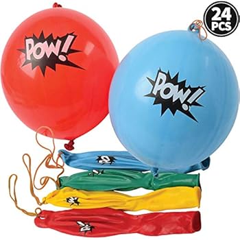 Amazon.com: Superhero Punch Balls (Pack of 24) Pow Super Hero Balloons ...