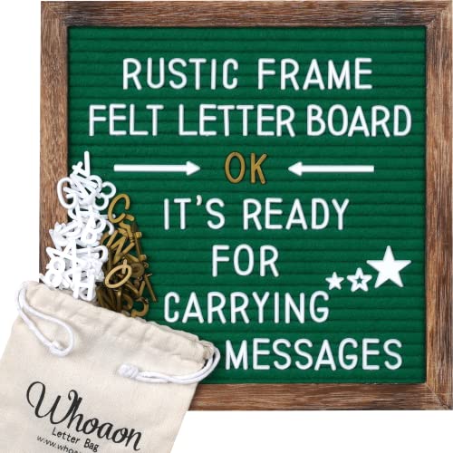 Rustic Wood Frame Green Felt Letter Board 10x10 inch. Precut White ...