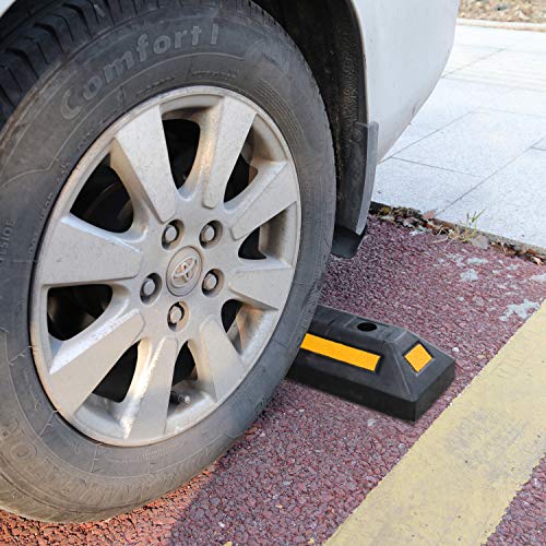 FCOME 2 Pack Heavy Duty Rubber Parking Block Parking Curb - Wheel Stop ...