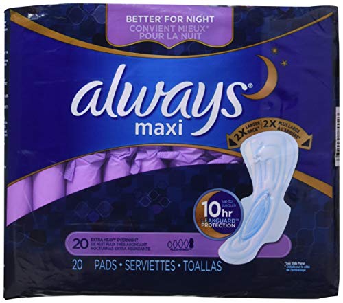 Always Extra Heavy Overnight Maxi Pads with Flexi-Wings - 20 Count ...