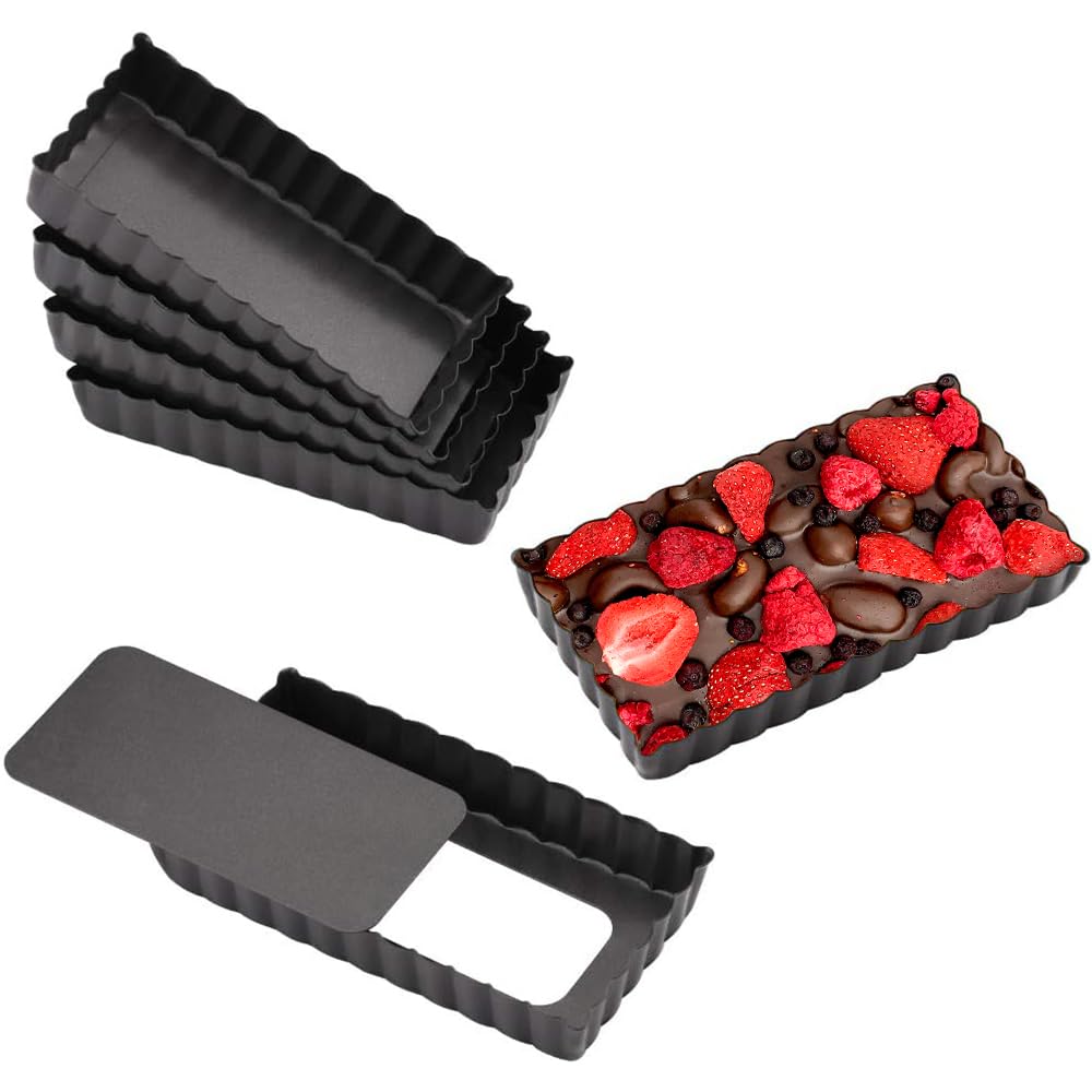 Cyimi Mini Tart Pan Set of 6 Rectangular Non-Stick 4 Inch Quiche Pan ...