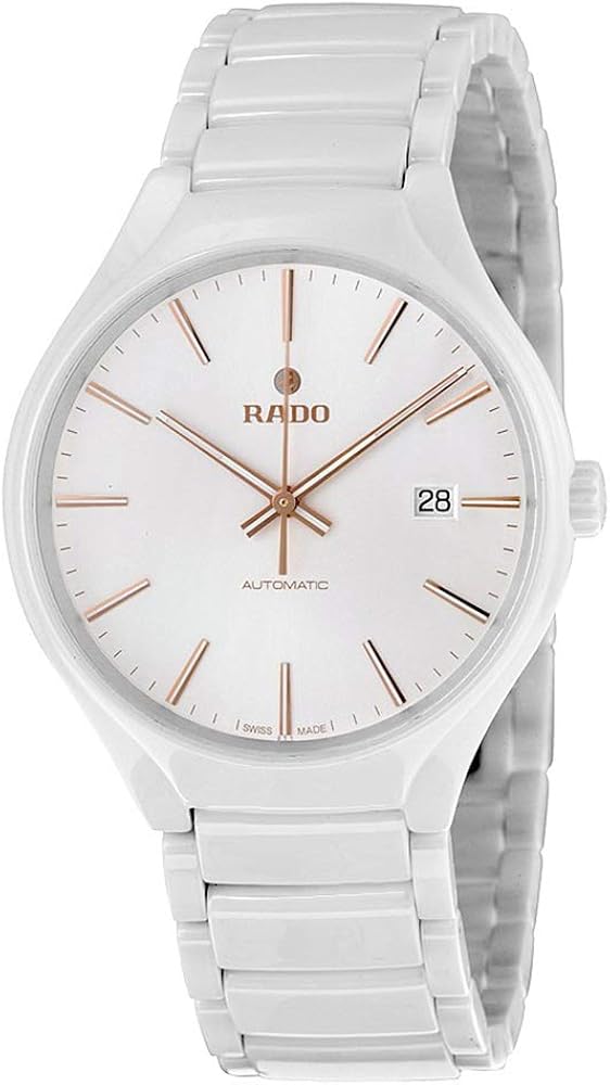 Rado True White Hi-Tech Ceramic Automatic White Dial Date Unisex Watch ...