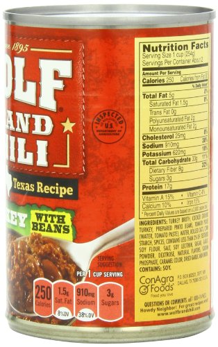 wolf brand chili nutrition