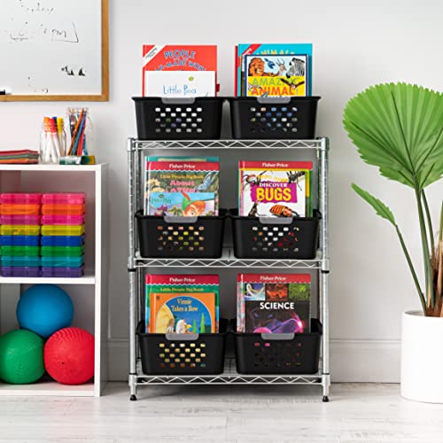 IRIS USA Plastic Storage Basket, 6-Pack, Medium, Shelf Basket Organizer ...