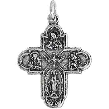 Amazon.com: Religious Gifts Silver Tone Catholic 4-Way Scapular Medal ...