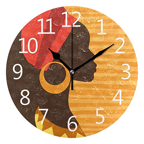 Amazon.com: Wall Clock African American Woman Silent Non Ticking ...
