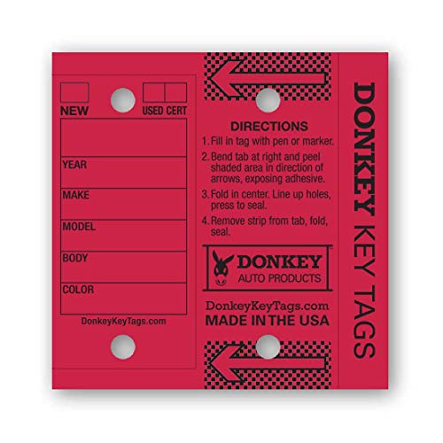 Donkey Key Tags, Self-Protecting, Laminated (250 Tags Per Box With ...