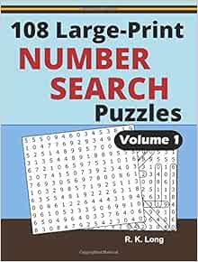 108 Large Print Number Search Puzzles, Volume 1: 108 Number Search ...