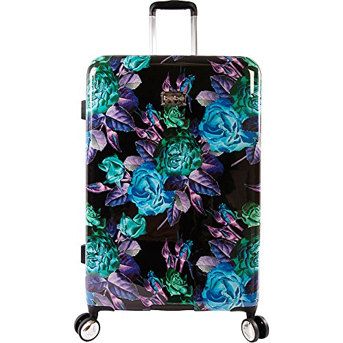 BeBe Women's Rosette 3 Piece Set Suitcase with Spinner Wheels, Black ...