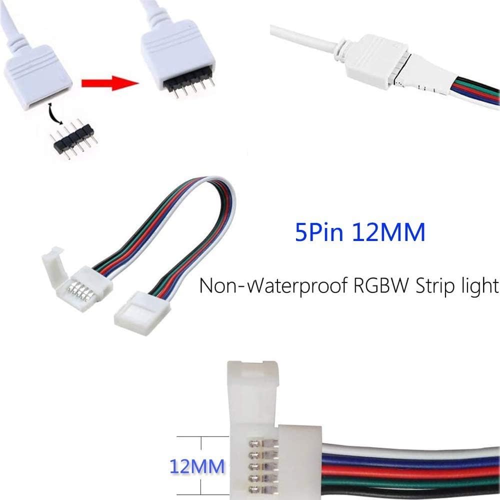 5-Pin LED Strip Light Connector Kit for 12mm 5050 RGBW Led Light, 5 Pin ...