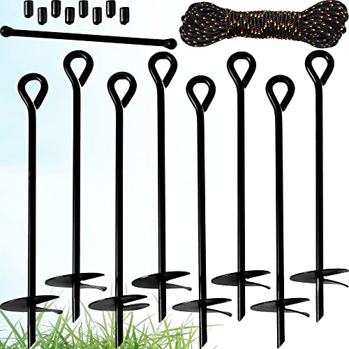 15" Shed Anchor Kit - Includes Metal Torque Bar, 25 Feet Long Rope and ...