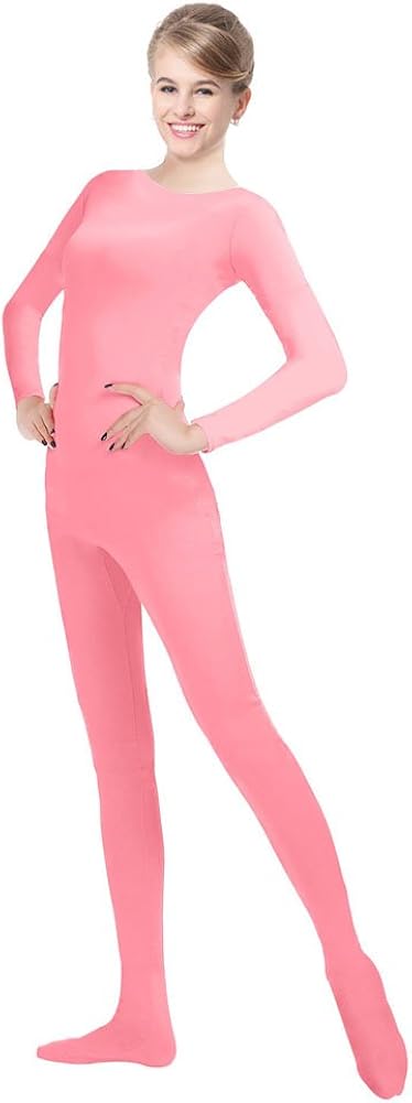 Amazon.com: Adult Spandex Unitard Round Neck Long Sleeves Full Foot ...