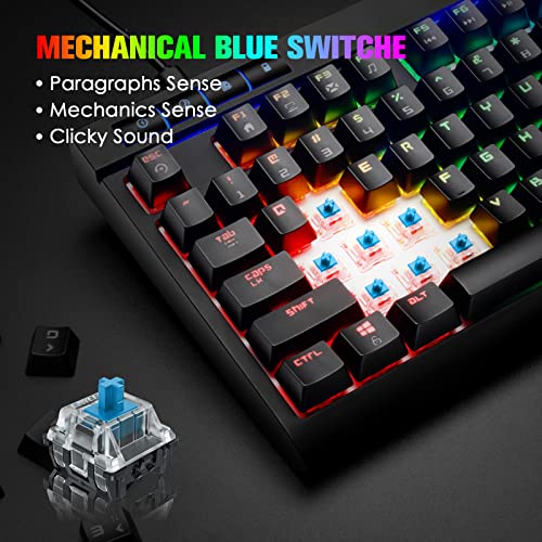 Mechanical Keyboard and Mouse Combo Blue Switch 18 RGB 87 Keys Anti ...