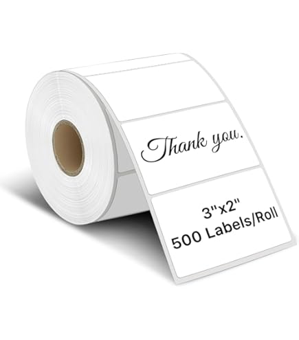Rainbow Stickers 500-Pack 2x2" White Thermal Labels - Perforated Rolls ...
