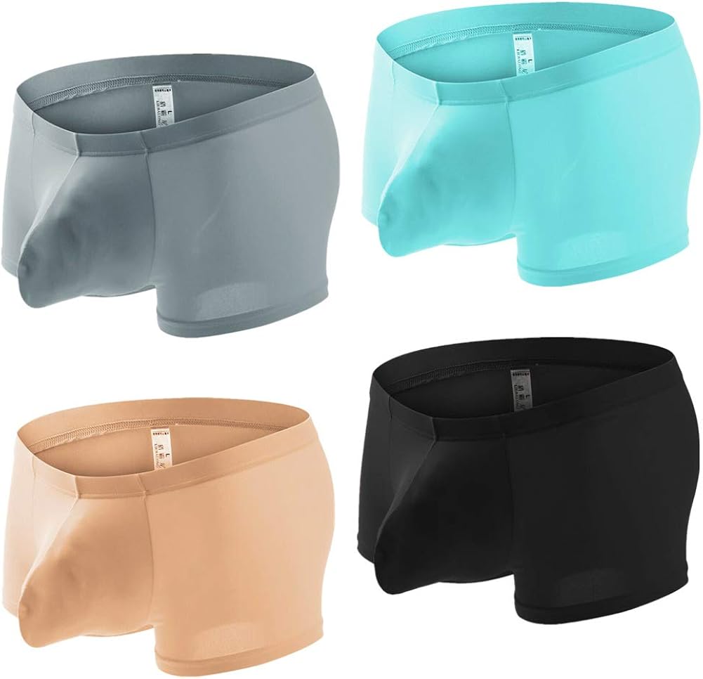 HYZZ 4 Pcs Mens Bulge Pouch Briefs,Men Seamless Boxer Brief Bulge Pouch ...