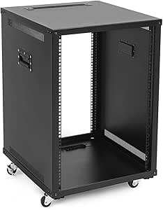 NavePoint 15U Portable Rolling Network Rack, Adjustable Depth 2.5 to 22 ...