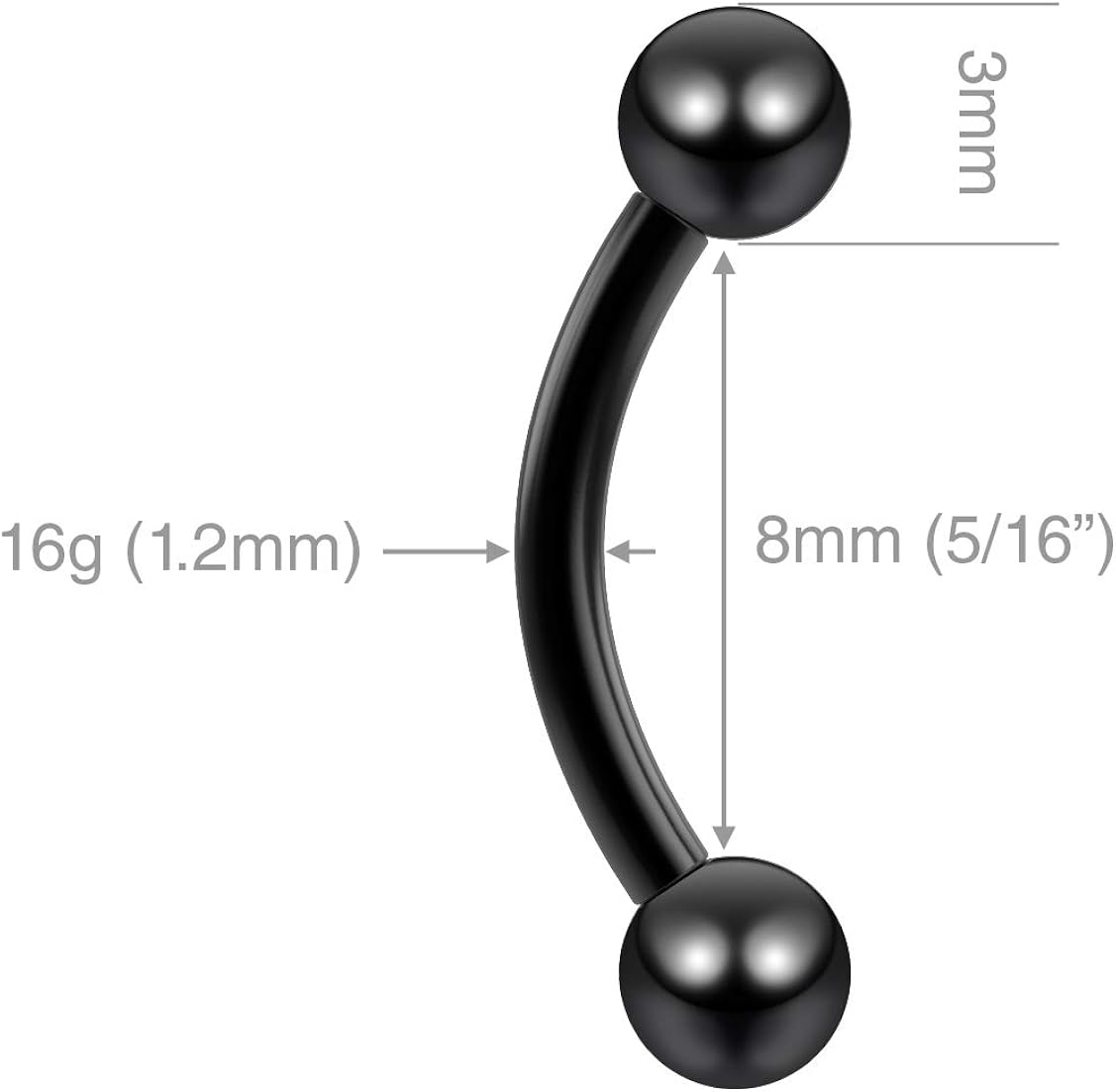 5pc 16g 5/16 Curved Barbell Earring Vertical Labret Jewelry Rainbow ...