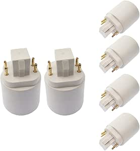 GX24Q-3 to E26/E27 Light Socket Adapter 6pcs E-Simpo 4-Pin CFL LED G24Q ...